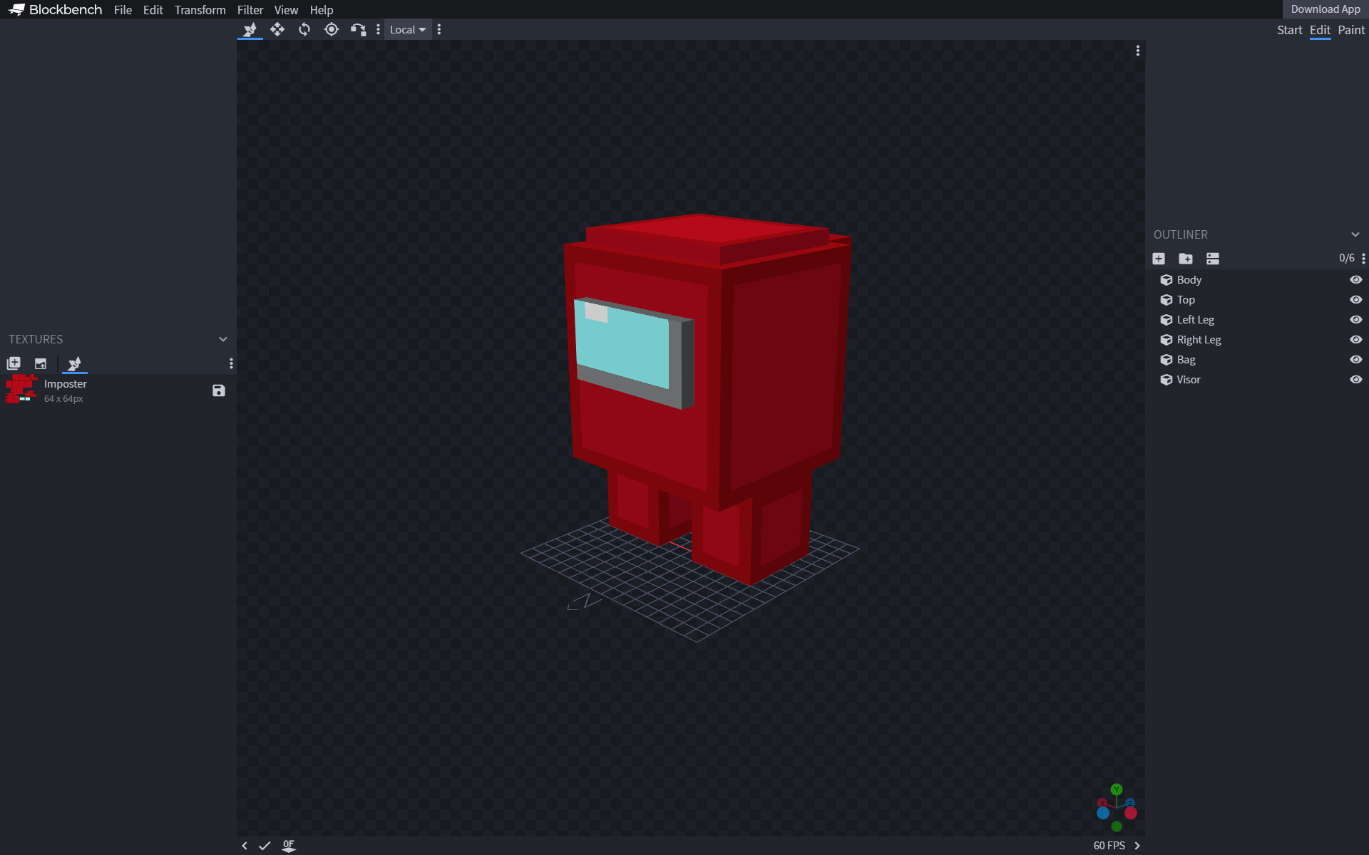 Among Us Crewmate/Imposter Model Minecraft Texture Pack
