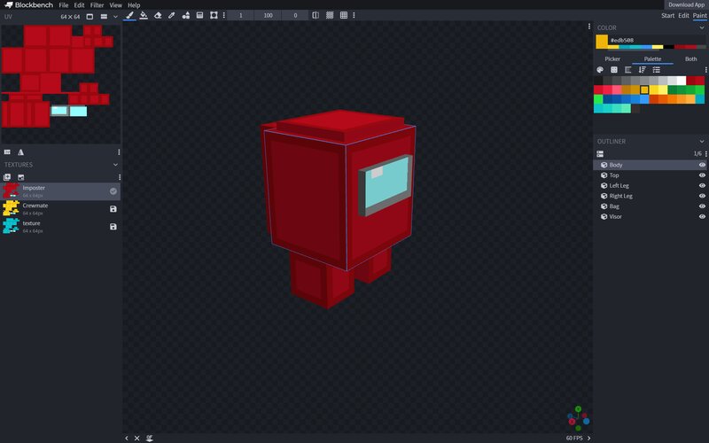 Among Us Crewmate/Imposter Model Minecraft Texture Pack