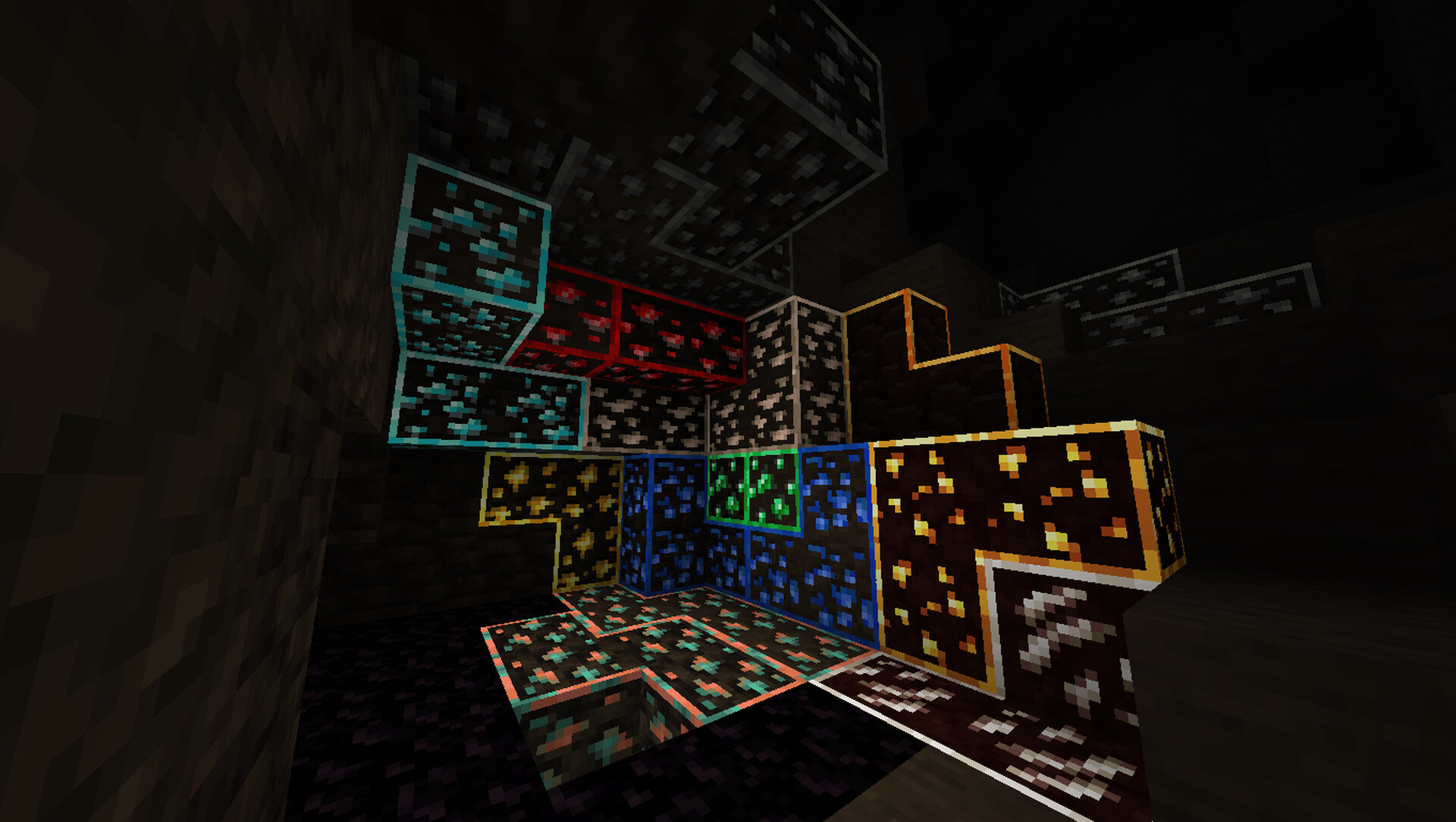 Emessive connected ore borders Minecraft Texture Pack