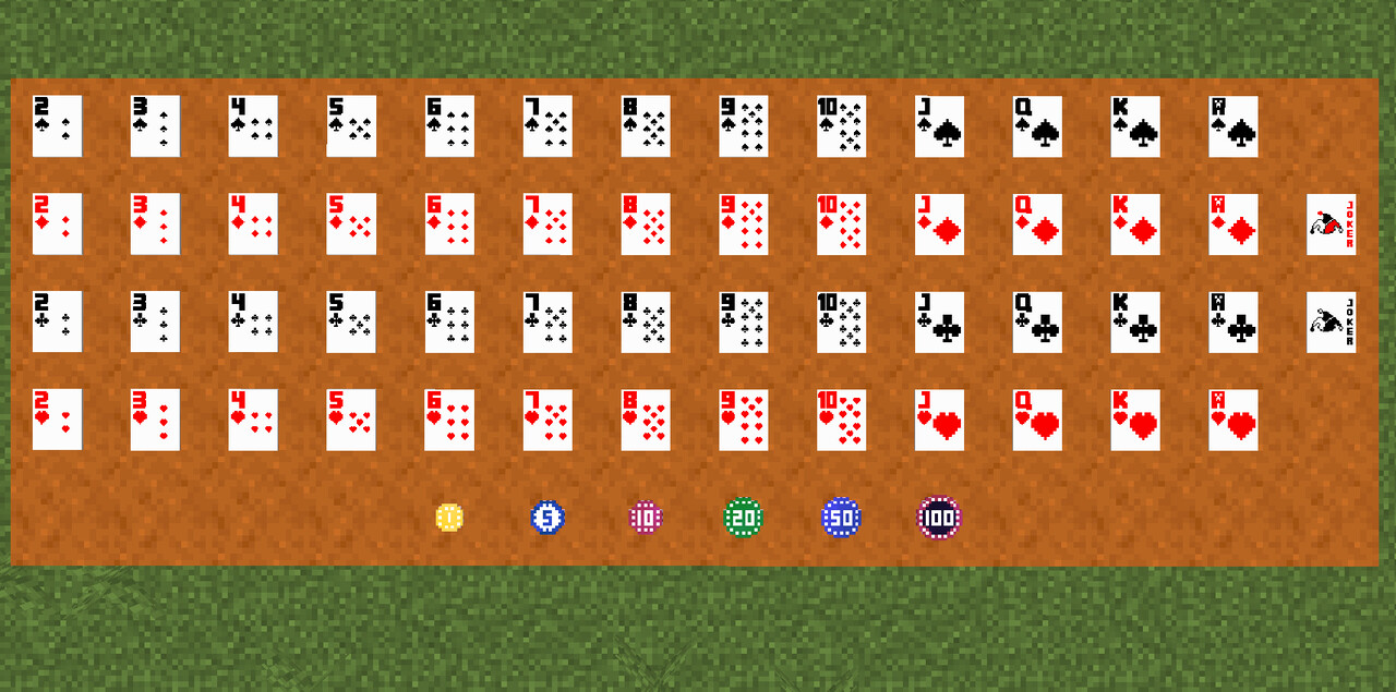 Poker cards + chips Minecraft Texture Pack