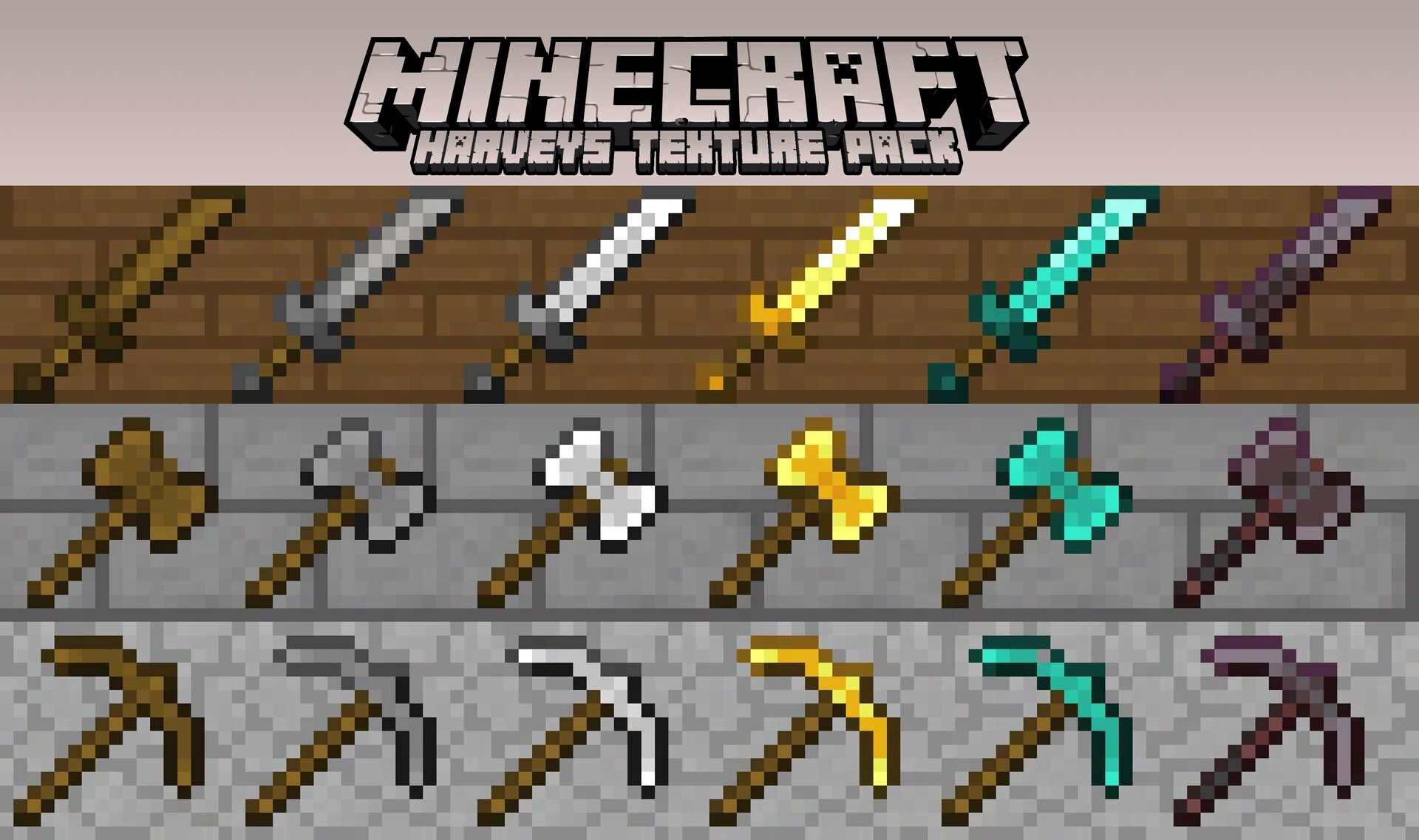 Swords, Axes, Pickaxes! Minecraft Texture Pack