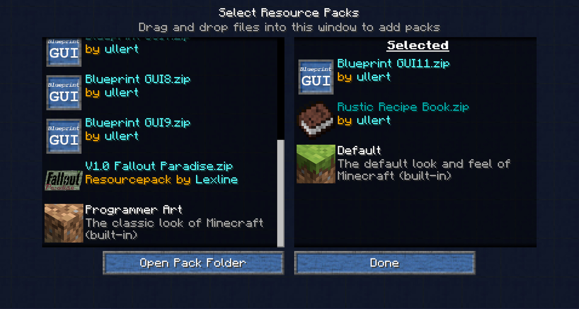 Blueprint GUI Minecraft Texture Pack