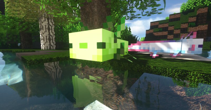 Green axolotls!! Minecraft Texture Pack