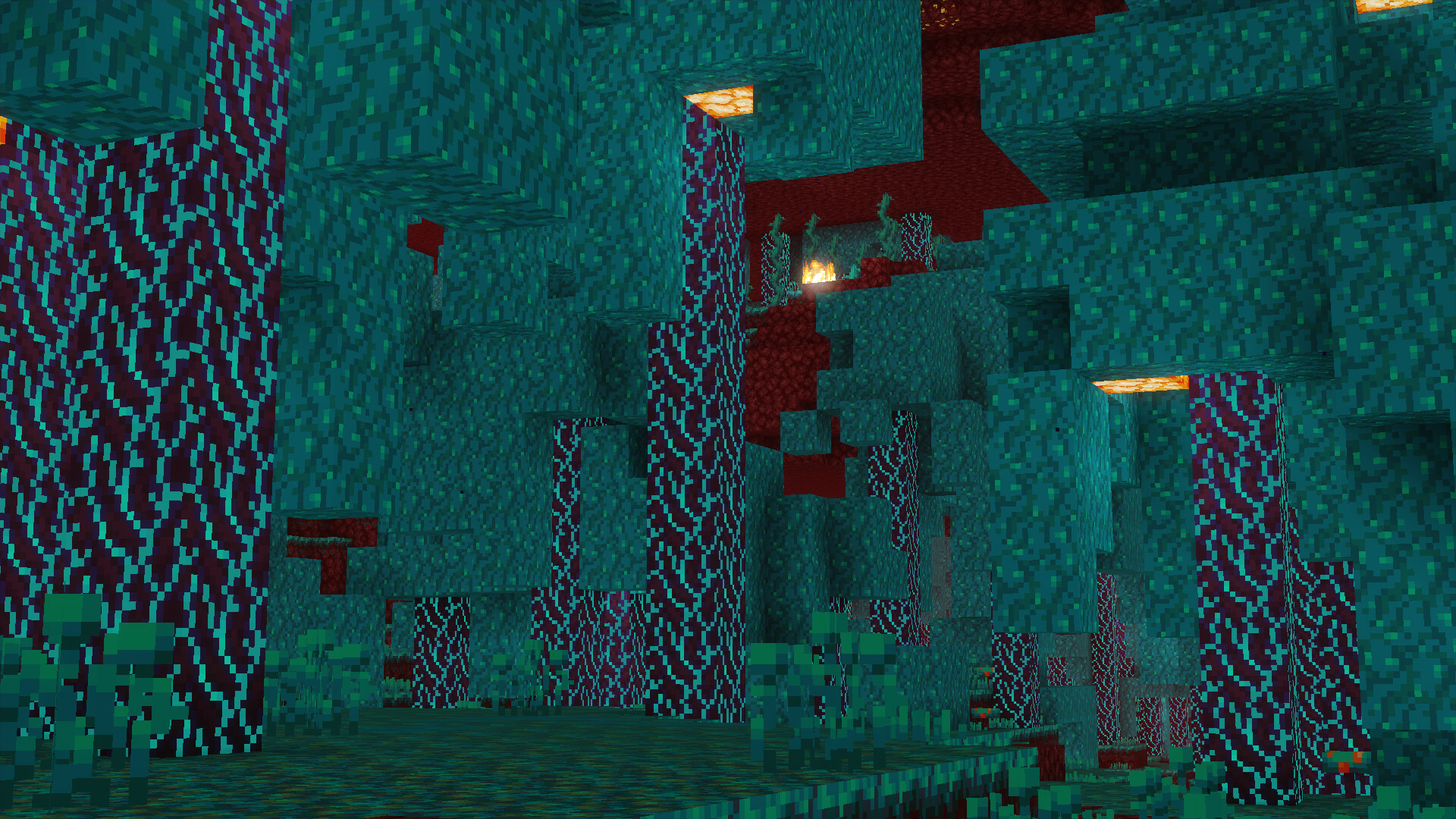 Glowing Crimson and Warped Stems Minecraft Texture Pack