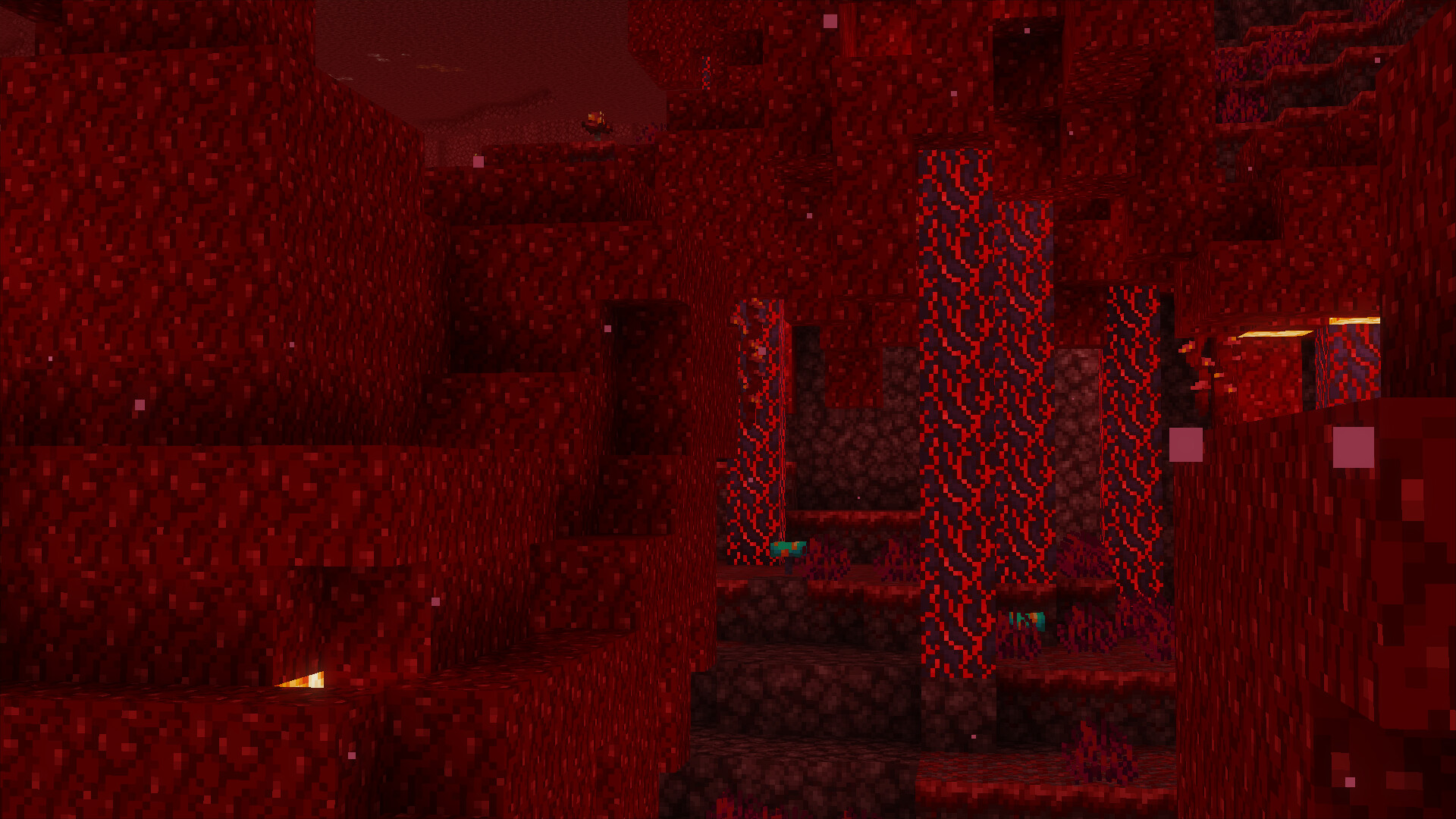 Glowing Crimson and Warped Stems Minecraft Texture Pack
