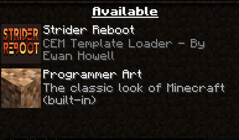 Strider Reboot Pack Minecraft Texture Pack