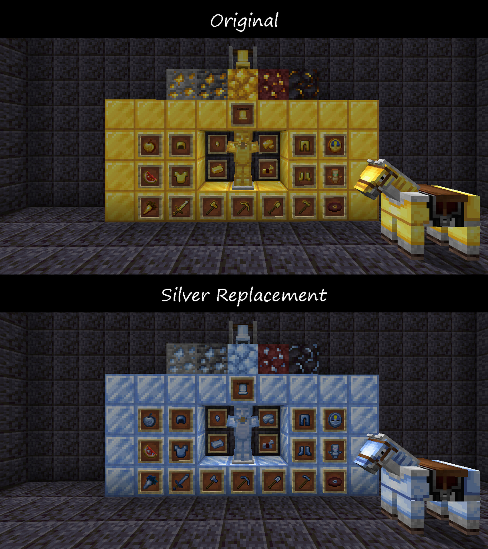 Gold to Silver Replacement Minecraft Texture Pack