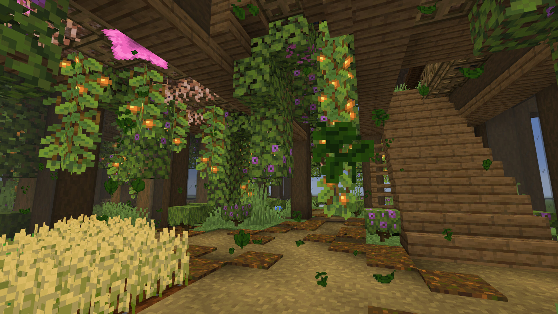 Spore blossom: Falling Leaves 1.18.1 Minecraft Texture Pack