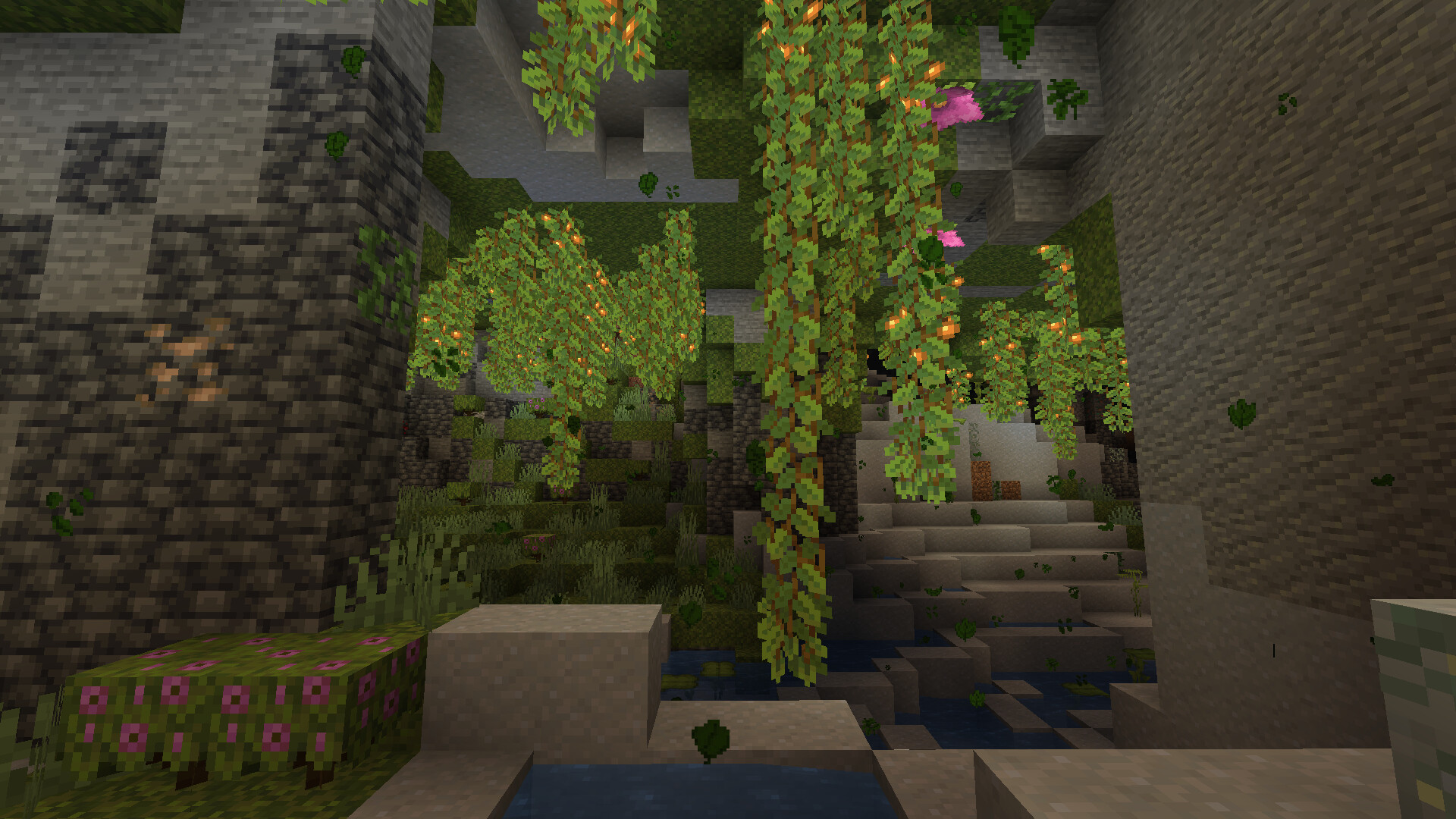 Spore blossom: Falling Leaves 1.18.1 Minecraft Texture Pack