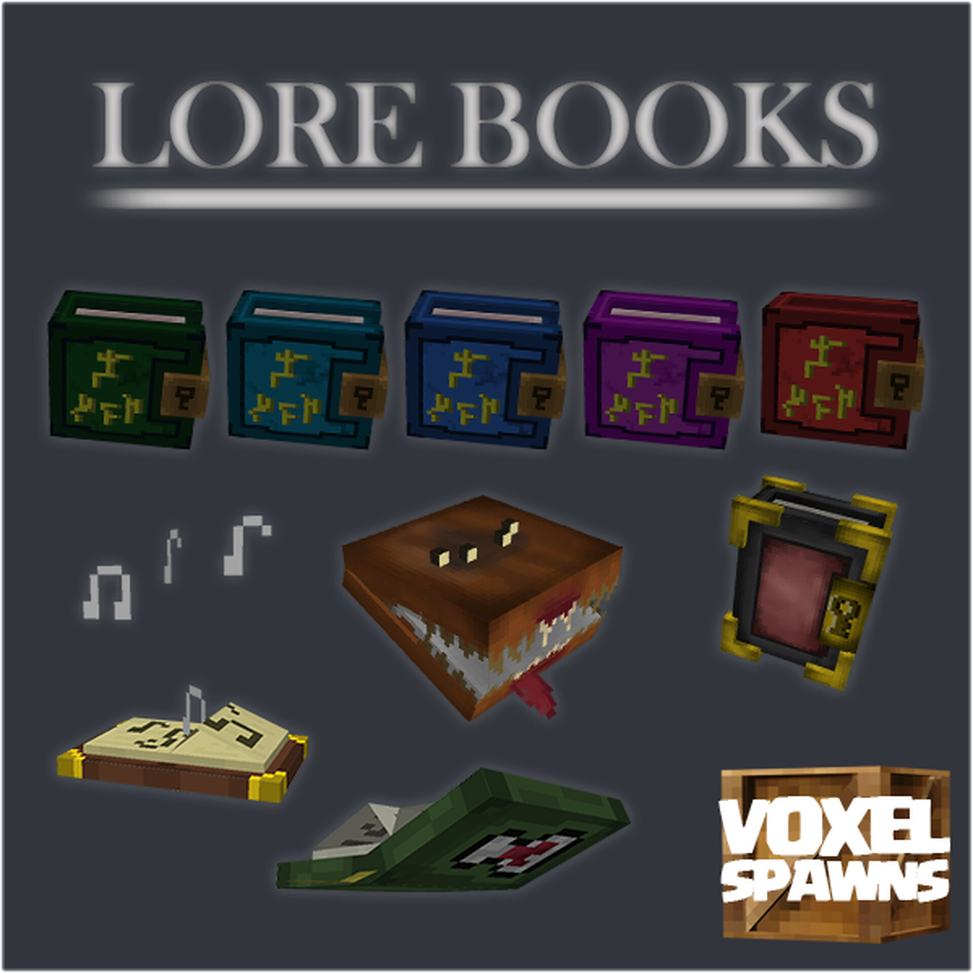 Custom 3D Lore Books Model Skin Pack [Free Download] by Voxel Spawns ...