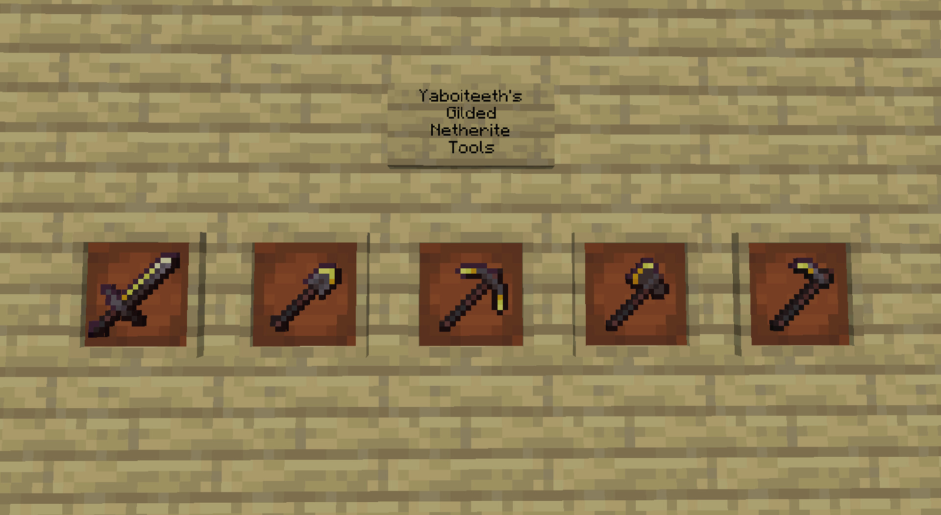 Gilded Netherite Tools Minecraft Texture Pack