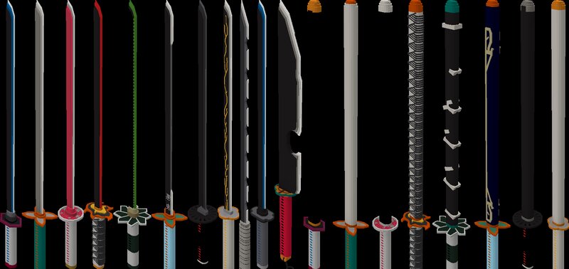 Demon Slayer Katana Pack - 3D Weapons Minecraft Texture Pack