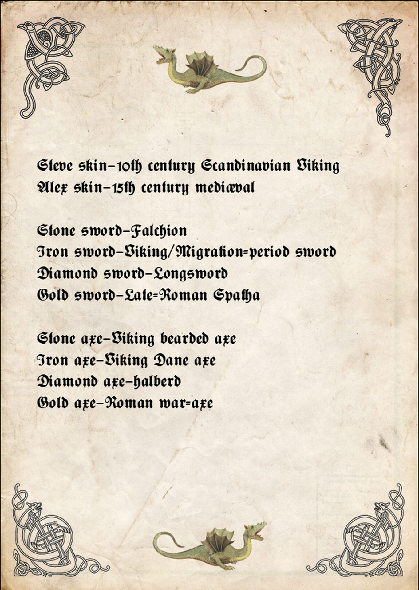 Medieval Textures - with skins and music Minecraft Texture Pack