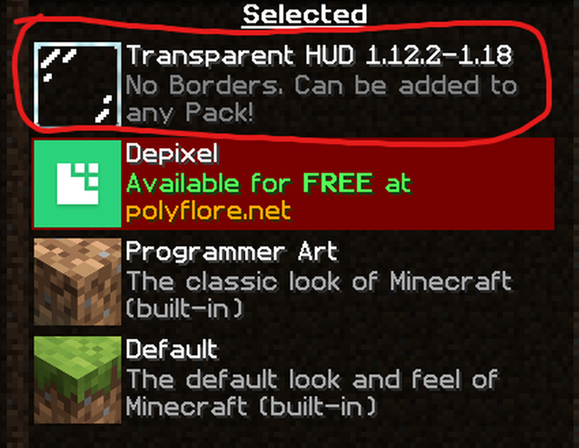 Transparent HUD 1.12-1.19 Minecraft Texture Pack