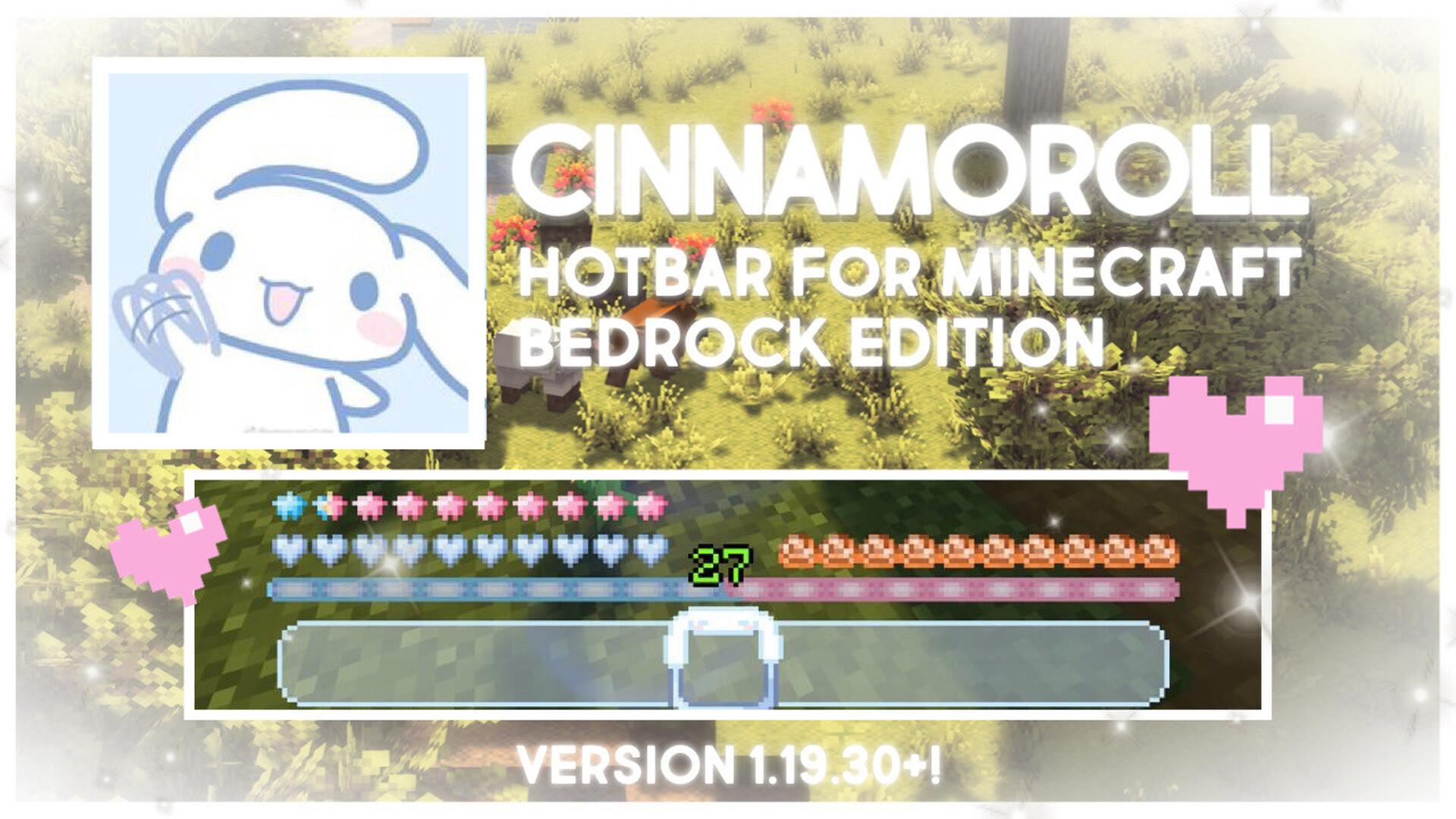 (Bedrock) ‎♡‧₊˚Cinnamoroll Hotbar ‎♡‧₊˚ Minecraft Texture Pack