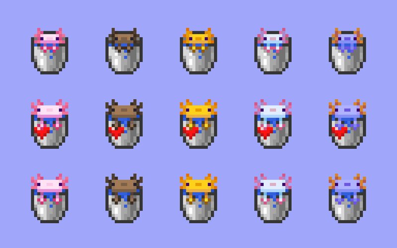 Axolotl Buckets (Datapack required) Minecraft Texture Pack