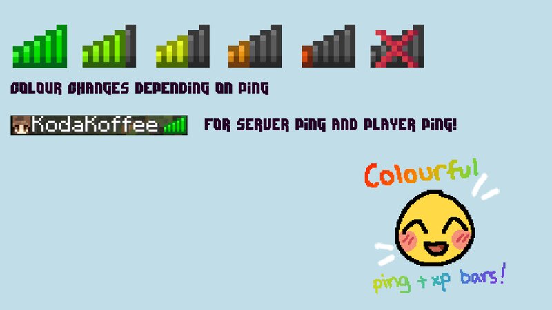 Colourful Ping + XP Bars! Minecraft Texture Pack