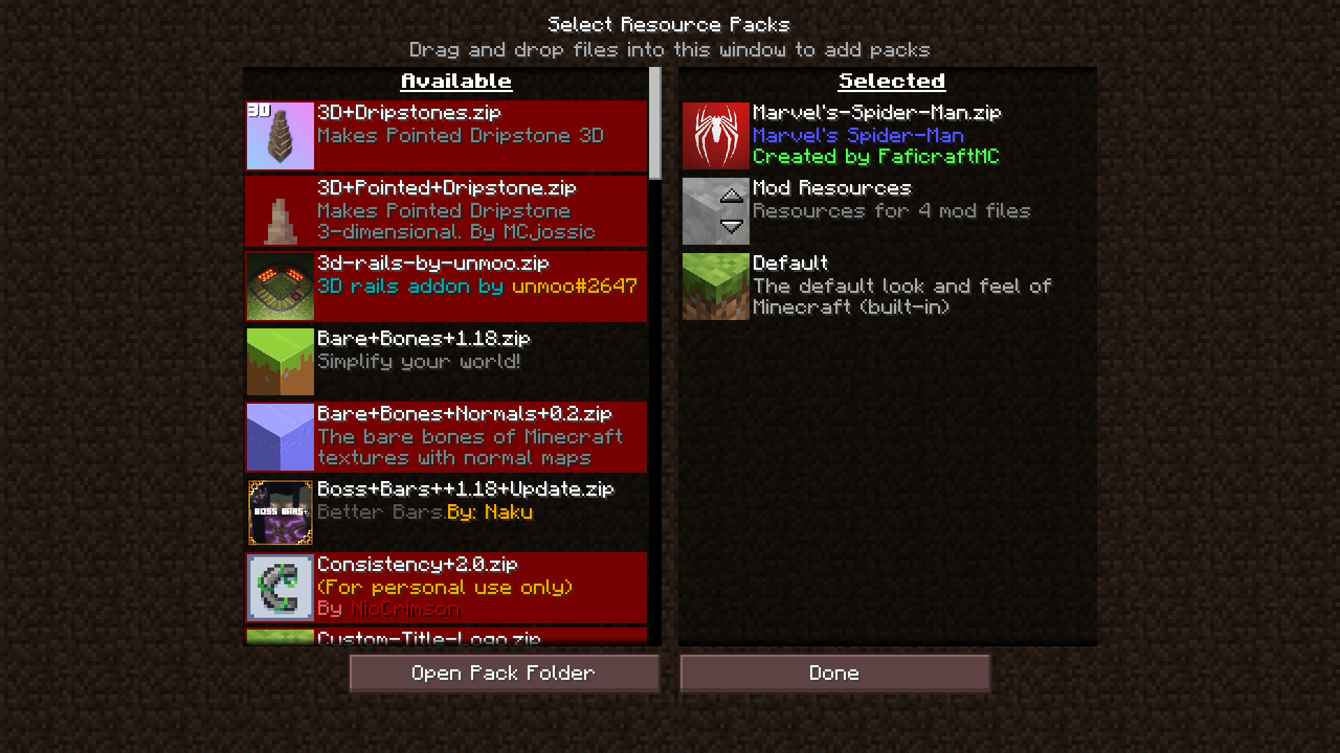 Marvel's Spider-Man Inspired (Minecraft GUI) Minecraft Texture Pack