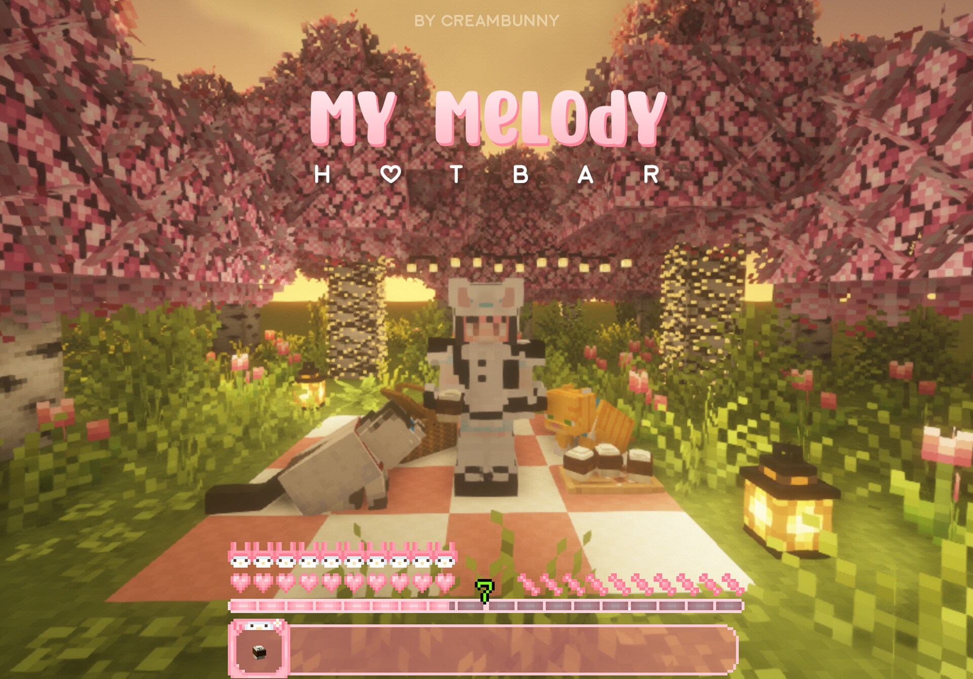 🌸 My Melody Hotbar 🌸 ♡ Minecraft Texture Pack