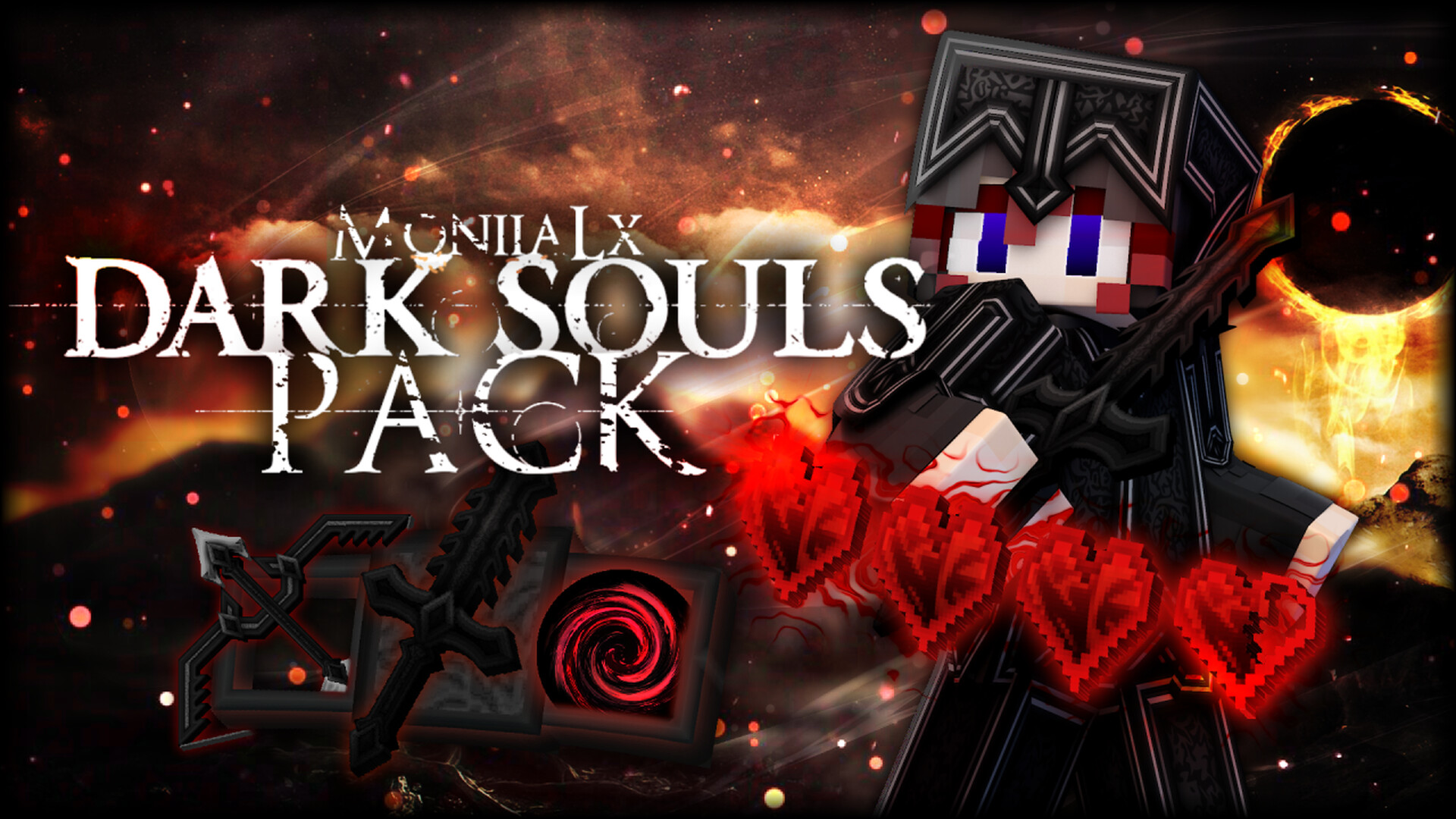 🔥 Dark Souls Pack 512x | Black Red Pack Animated PVP / Skywars / Bedwars 1.8.9 Custom Red Sky ...