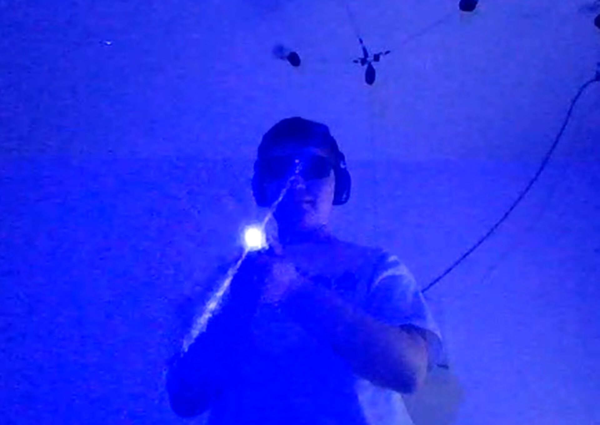 My friend points a blue laser at your eyes Panorama Minecraft Texture Pack