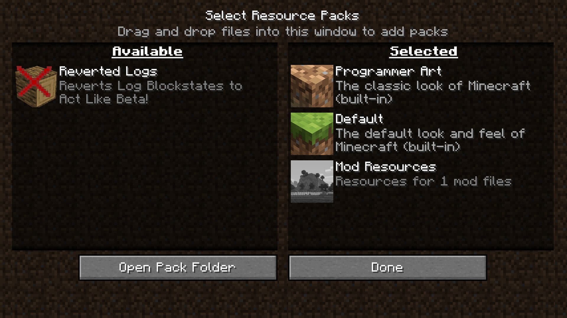 Beta Log Placement (Visual) Minecraft Texture Pack