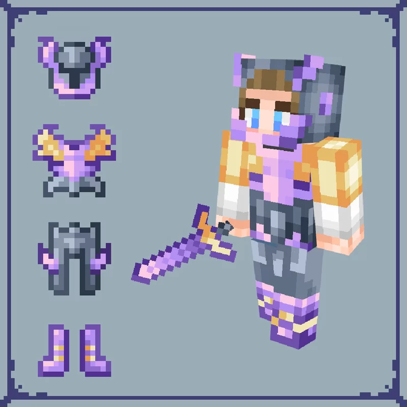 Lavender armor set 16x16 Minecraft Texture Pack