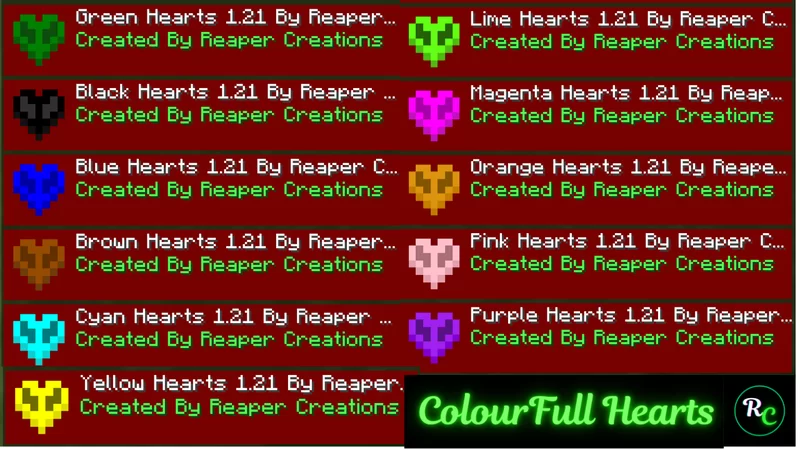 Colour Hearts 1.21 By Reaper Creations Minecraft Texture Pack