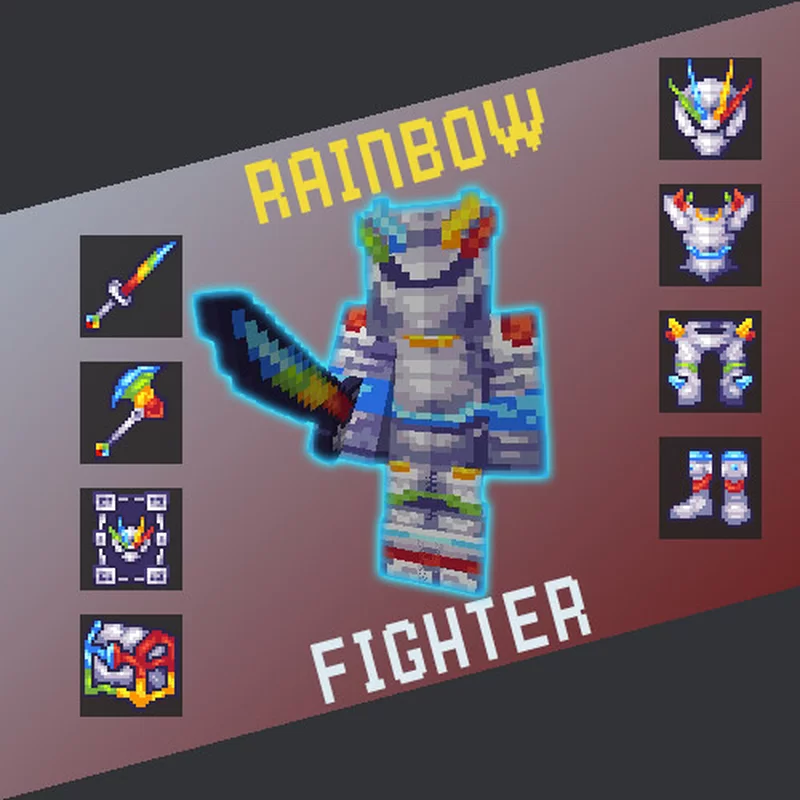 Rainbow fighter armor set Minecraft Texture Pack