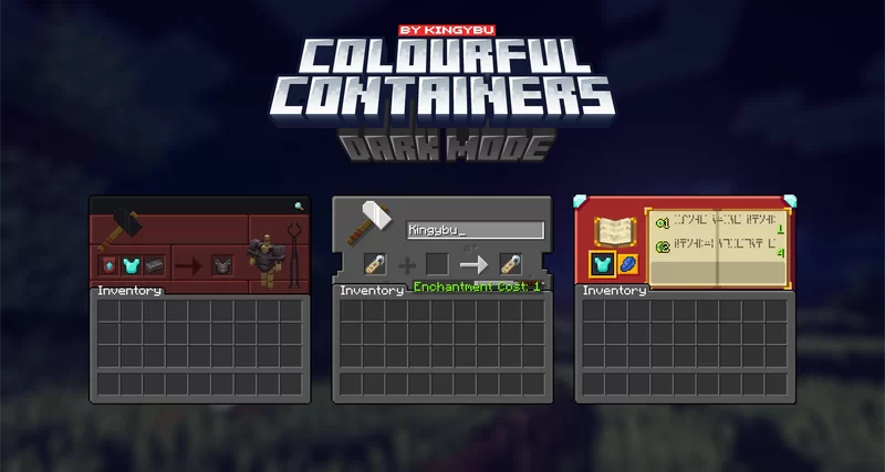 Colourful Containers Dark Mode GUI Minecraft Texture Pack