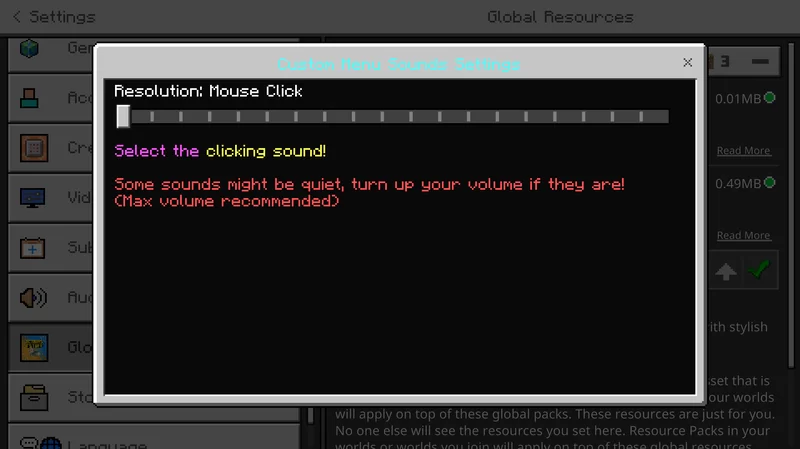 Custom Menu Sounds Minecraft Texture Pack