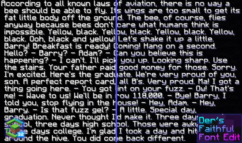 Der's Faithful Font Edit Minecraft Texture Pack