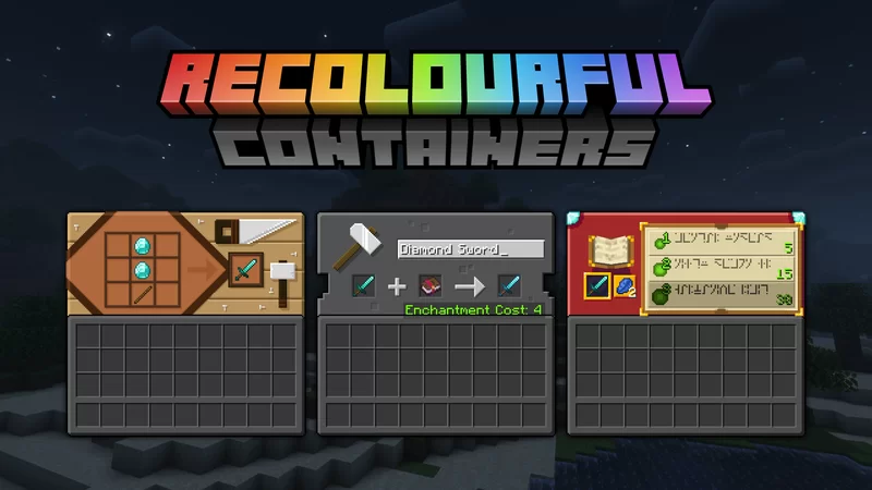 Recolourful Containers GUI + HUD (DARK) Minecraft Texture Pack