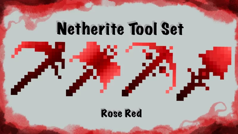 Netherite Tool Set (Rose Red) Minecraft Texture Pack