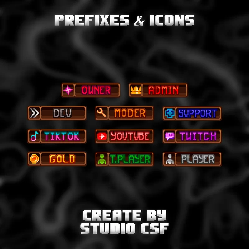 Префиксы и значки разрешением 16х16.┃Prefixes & icons with resolution 16x16. Minecraft Texture Pack