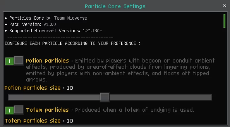 Particle core Minecraft Texture Pack