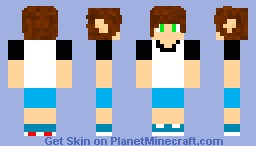 Teen two coloured top blue shorts vans blue brown hair (Me) Minecraft Skin