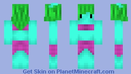 Green Haired Alien Girl Minecraft Skin