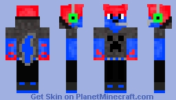 blue red furry wolf Minecraft Skin