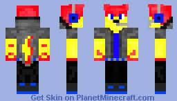 blue red furry wolf Minecraft Skin