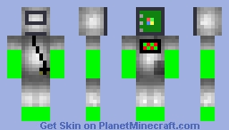 computer with green Minecraft Skin