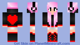 Love Heart Girl Skin, Red Detail Minecraft Skin