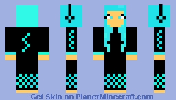 Neon Blue Girl w/ Headphones Minecraft Skin