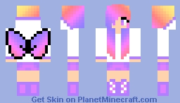 Rainbow Hair-- Girl--Wings Minecraft Skin