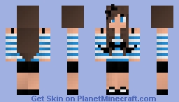 Blue Mustache Girl (With Bow) Minecraft Skin