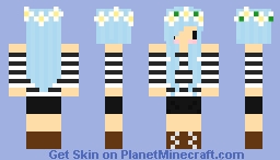 Blue Haired Girl with Flower Crown Minecraft Skin