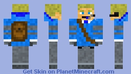 Blonde Guy With a Blue Jacket, a Backpack, and a Mic Minecraft Skin