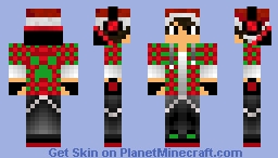 Awesome Christmas Ninja (Red And Green) With Santa Hat! Minecraft Skin