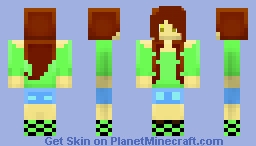 Golden Eyes Girl in Green Minecraft Skin