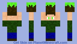 Tiny person holding a grass block Minecraft Skin